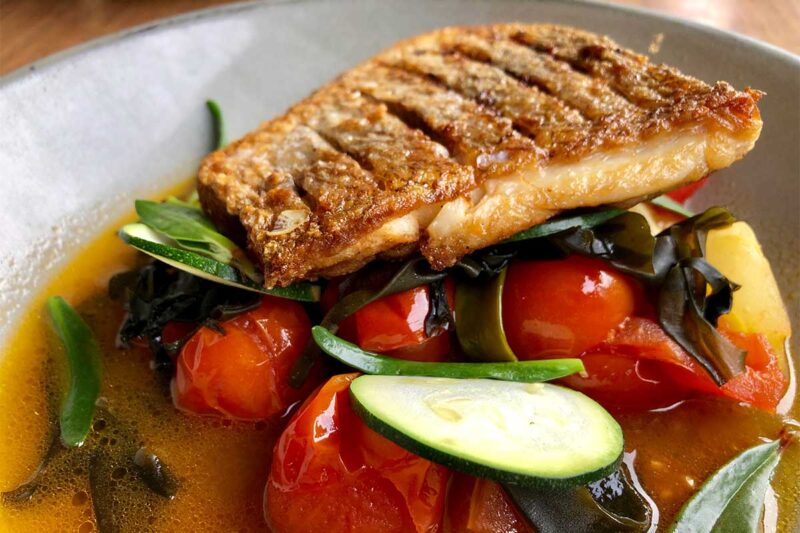 Crispy-skinned Snapper with garlic and herb oil - Lazu Keto Challenge